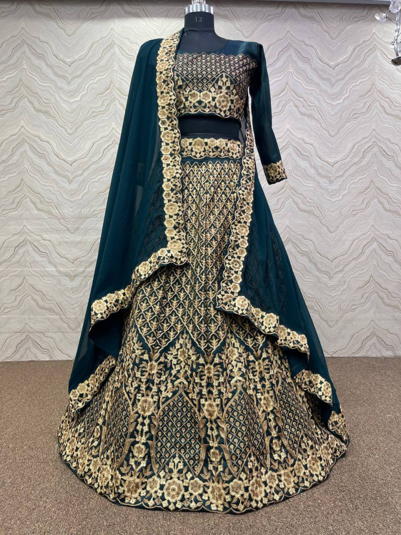 Designer Embroidery Work Lahenga Choli With Canvas Patta And Dupatta