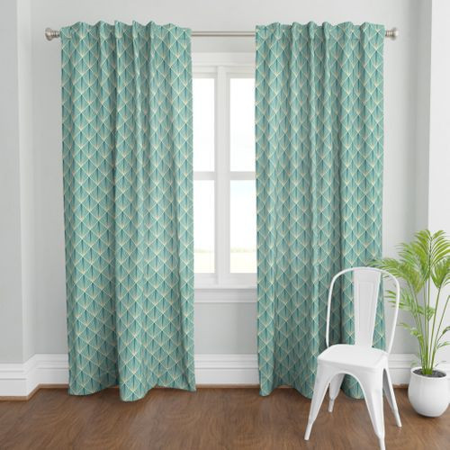 Sky Blue Geometric Printed Curtain