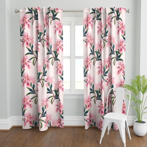 Light Pink Flower Pattern Printed Curtain