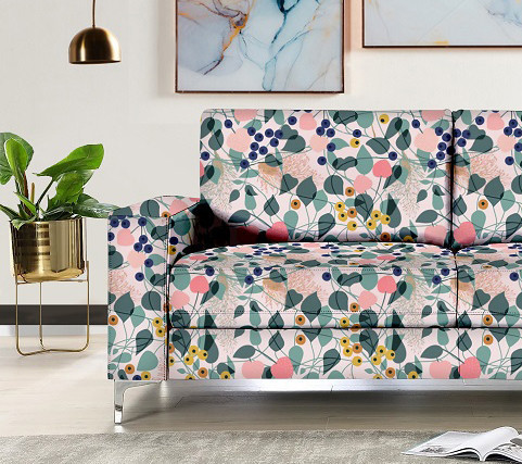 Pink&Blue flower leaf Pattern sofa fabric